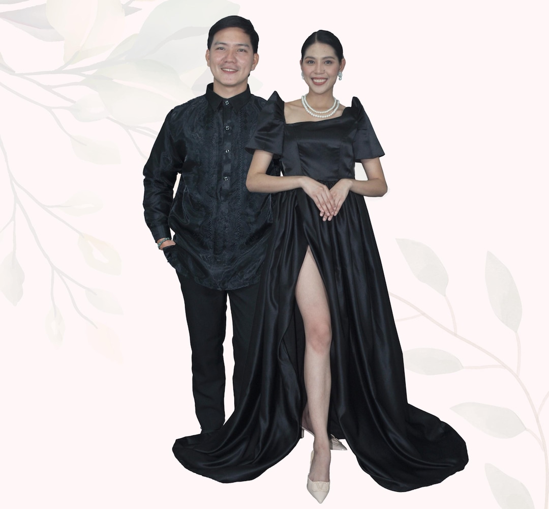 Prestigious Couple Set Premium Black Elegant Barong Tagalog + Midnight ...