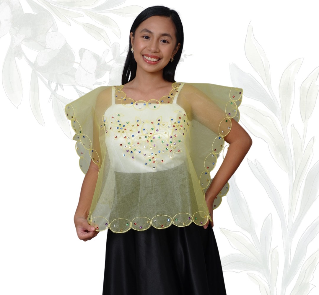 Yellow Kimona Filipiniana Top - Yvonne - JK16 - Etsy