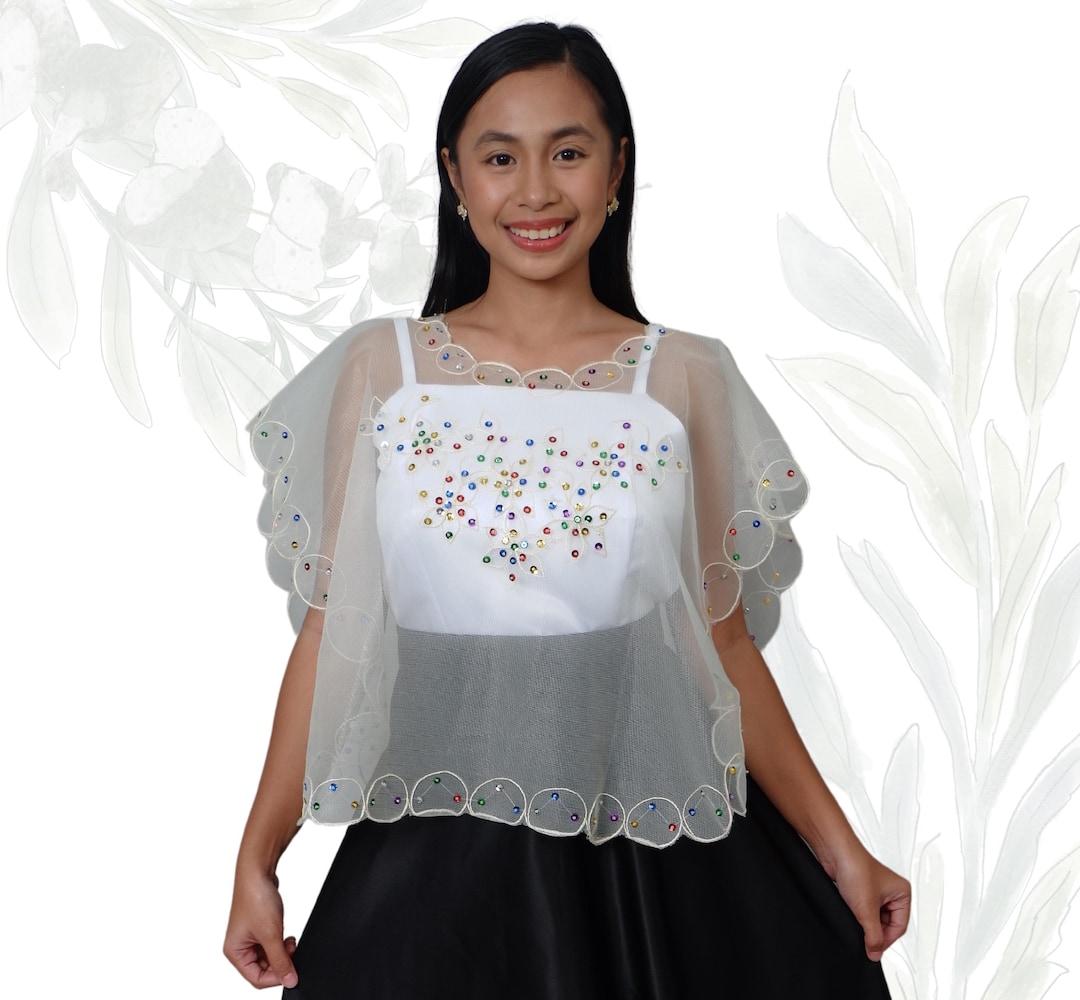 White Kimona Filipiniana Top Miriana JK16 - Etsy Australia