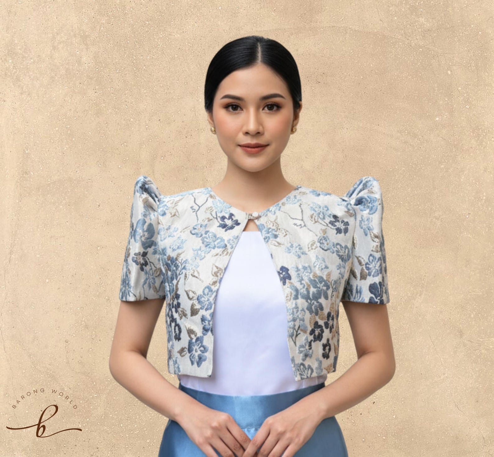 Blue Floral Filipiniana Bolero Set - Thalia - JP002 - Etsy