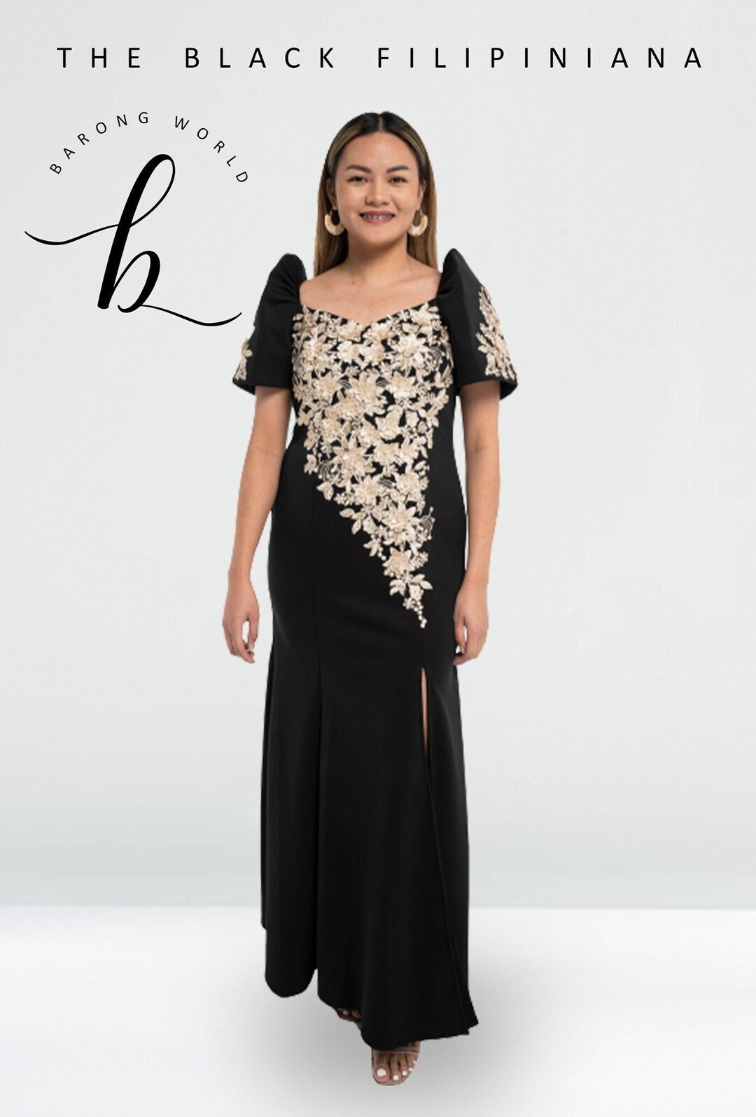 The Black Filipiniana Mestiza Serpentina Dress - Clara - MR8 - Etsy