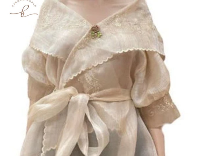Philippines Filipino Organza Alampay Traditional Philippine Shawl Beige ...