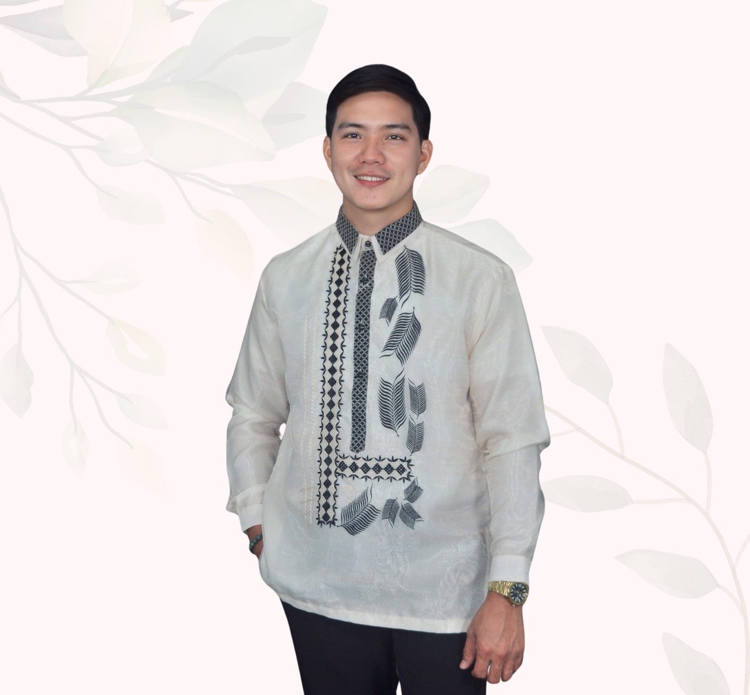 Classic Barong Tagalog With Modern Black Embroidery Accents - Chrisanto ...