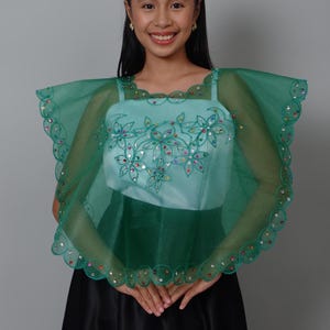 Green Kimona Filipiniana Top - Rain - JK16 - Etsy