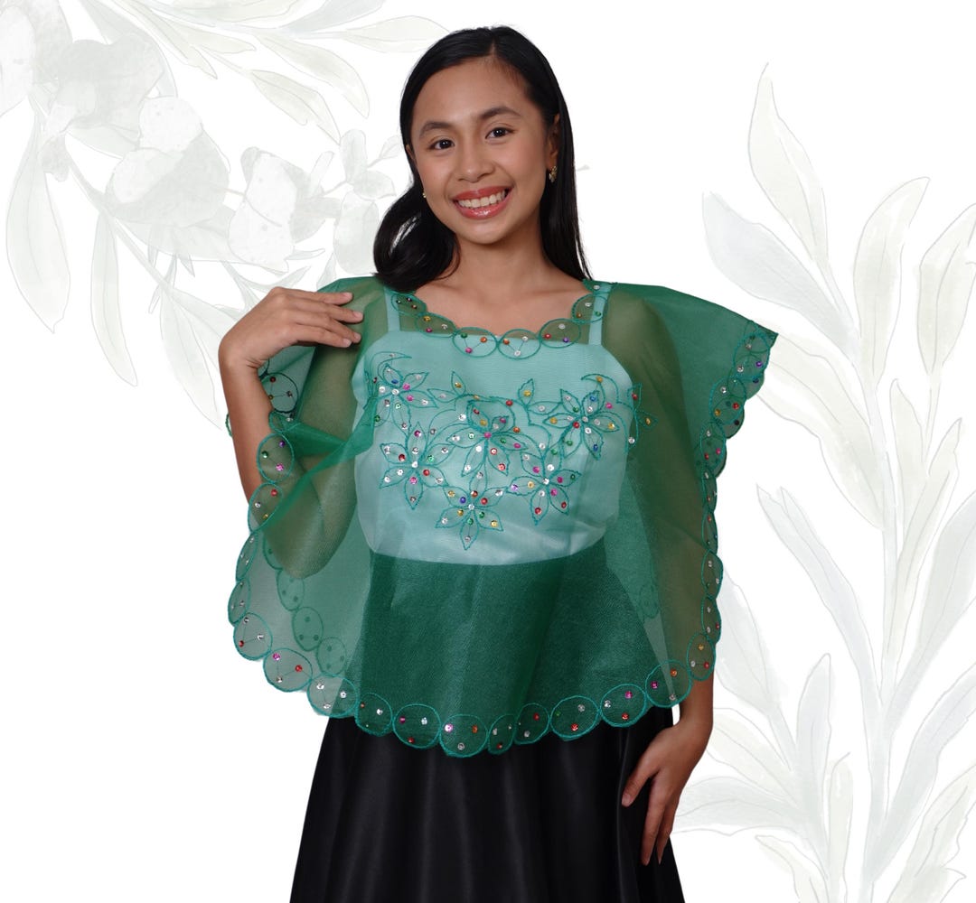 Green Kimona Filipiniana Top - Rain - JK16 - Etsy