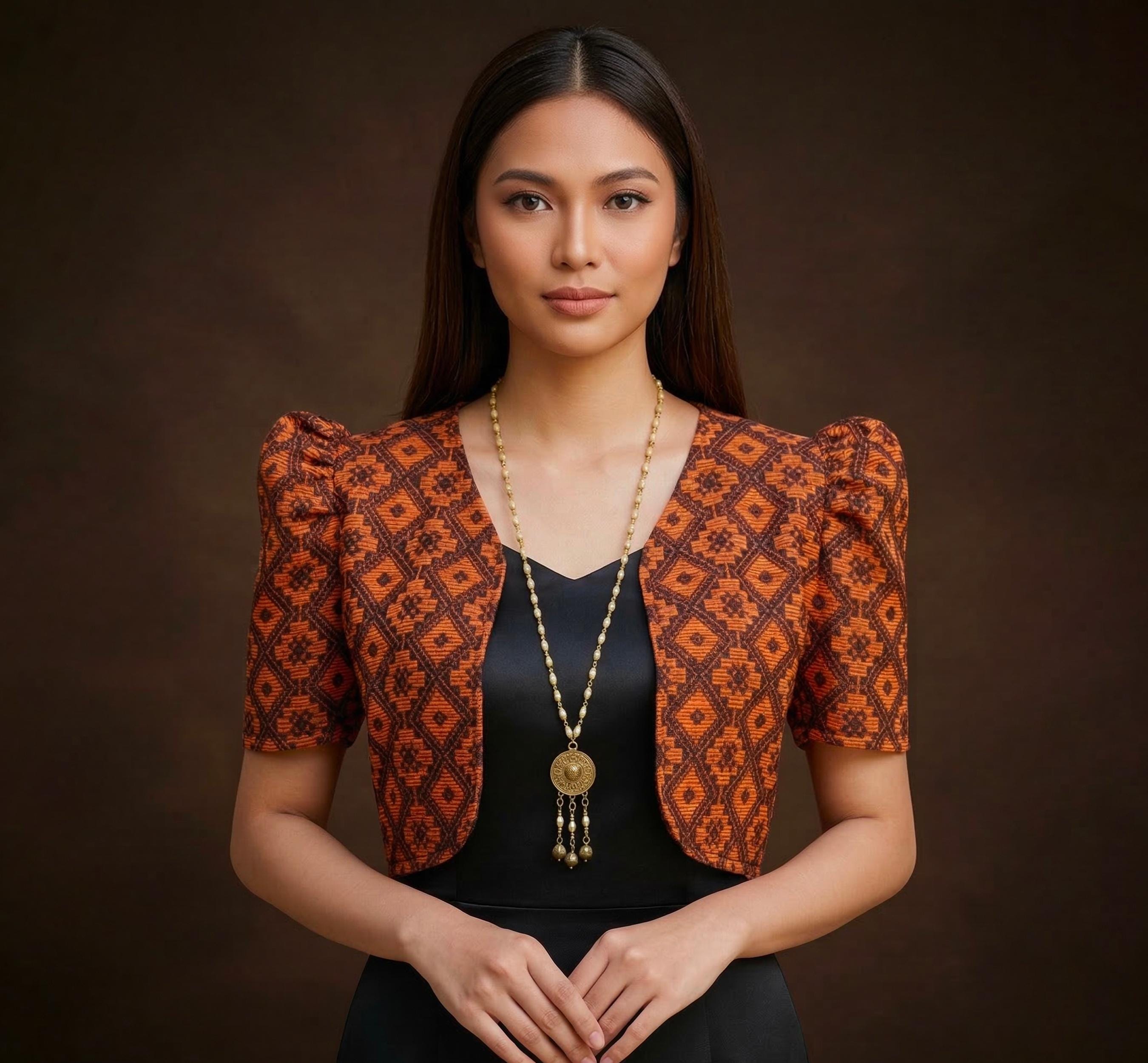Ilocos Pinilian Handmade Filipiniana Bolero Burnt Orange - Etsy