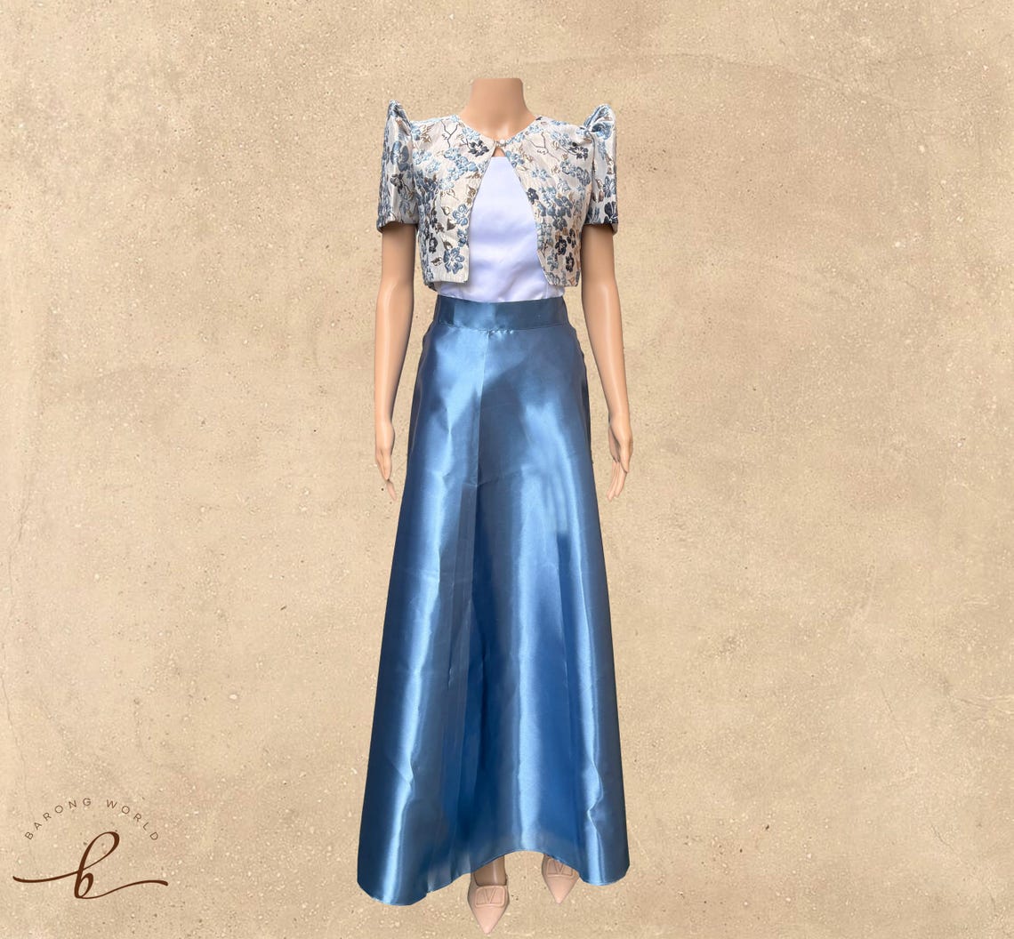 Blue Floral Filipiniana Bolero Set - Thalia - JP002 - Etsy