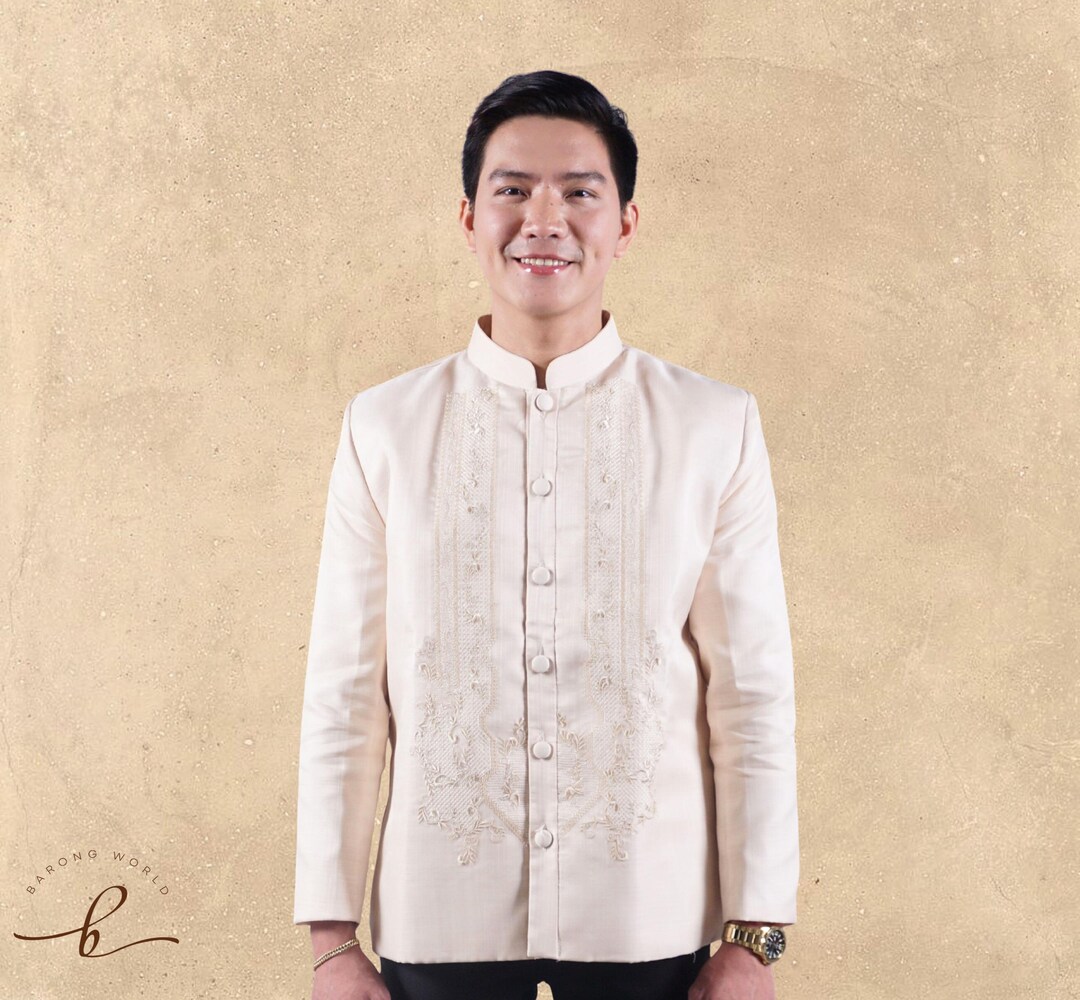Beige Cocoon Barong Tagalog Coat: Philippine Wedding Attire - Etsy