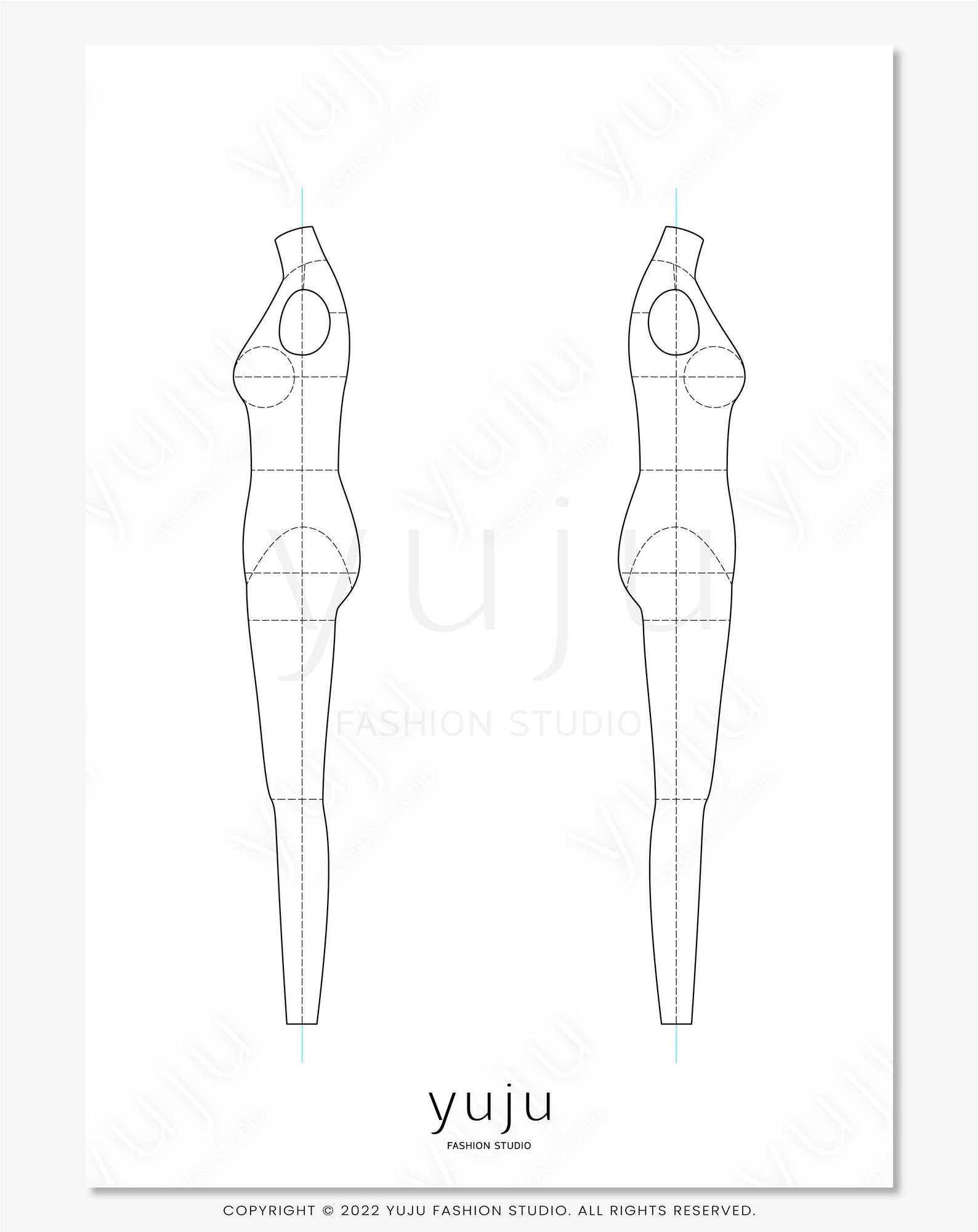 Fashion Flats Body Template FEMALE Fashion Figure - Etsy