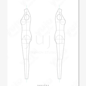 Fashion Flats Body Template FEMALE Fashion Figure - Etsy