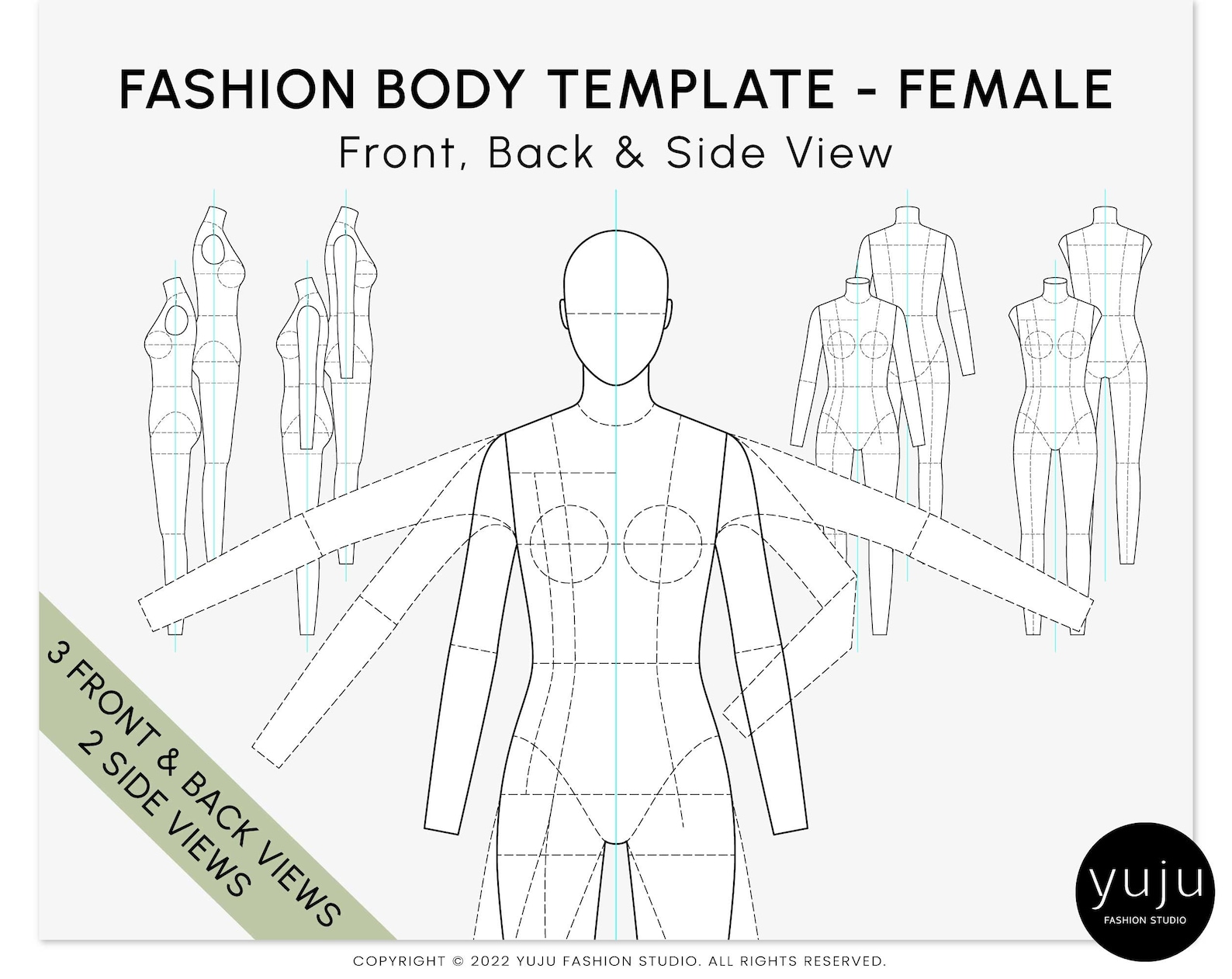 Fashion Flats Body Template - FEMALE - Fashion Figure Template, Flat ...
