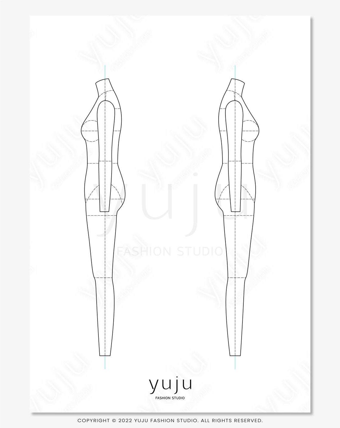 Fashion Flats Body Template FEMALE Fashion Figure - Etsy