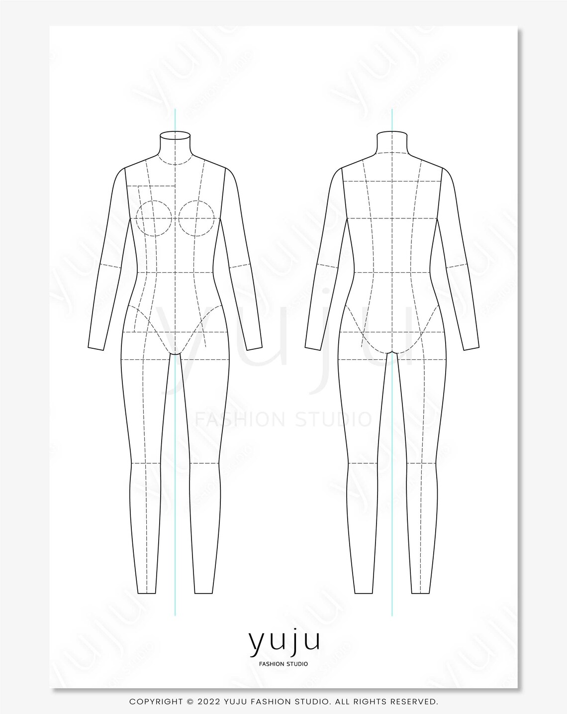 Fashion Flats Body Template FEMALE Fashion Figure - Etsy