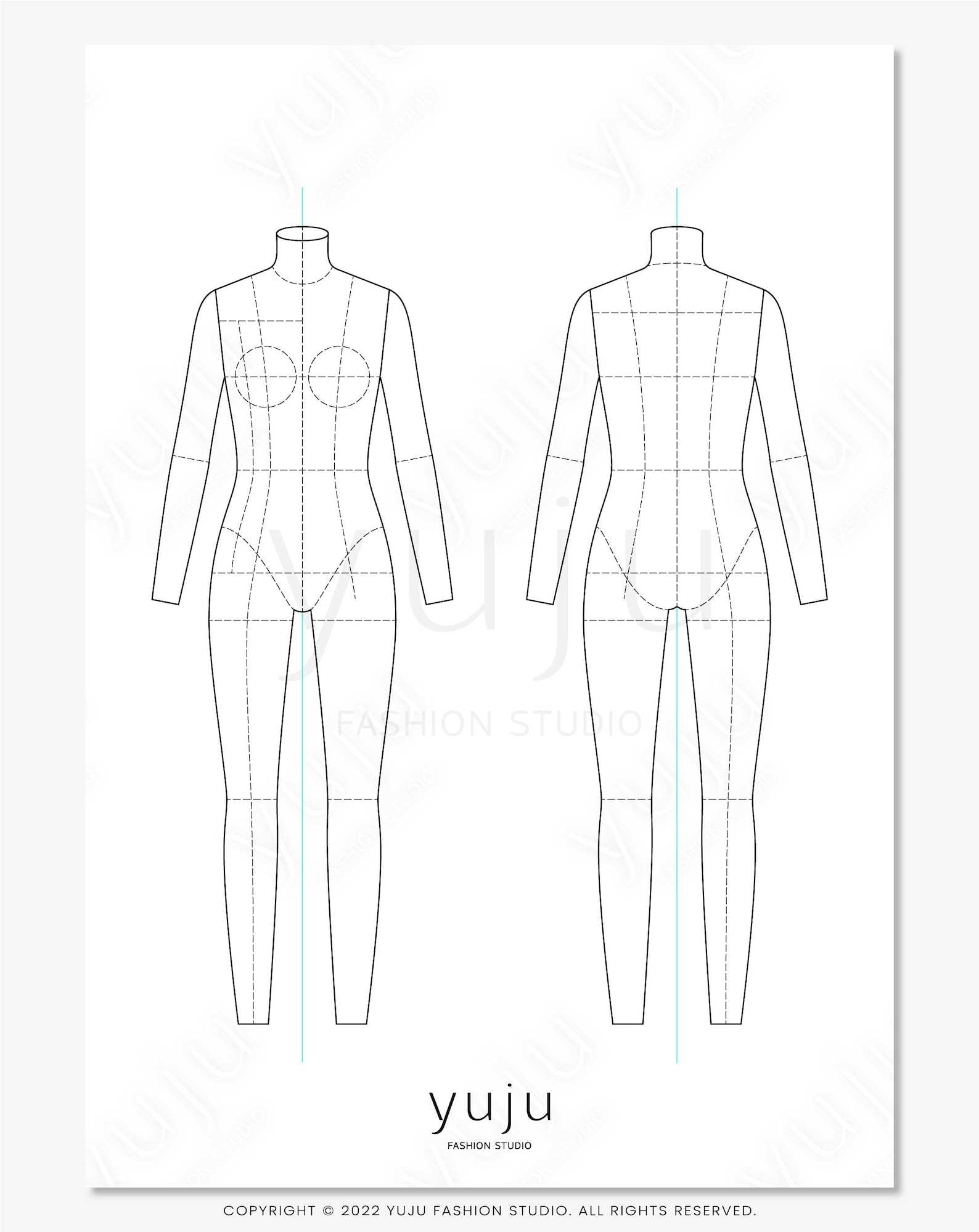 Fashion Flats Body Template FEMALE Fashion Figure - Etsy
