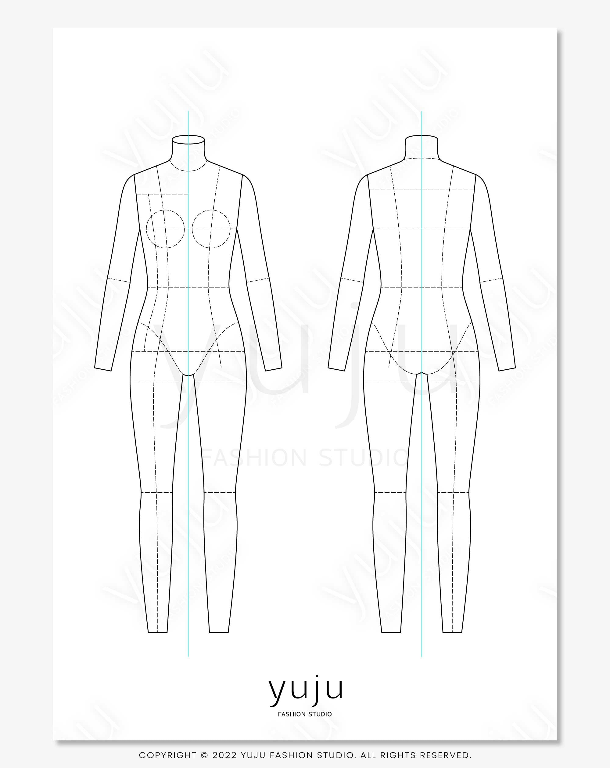 Fashion Flats Body Template - FEMALE - Fashion Figure Template, Flat ...