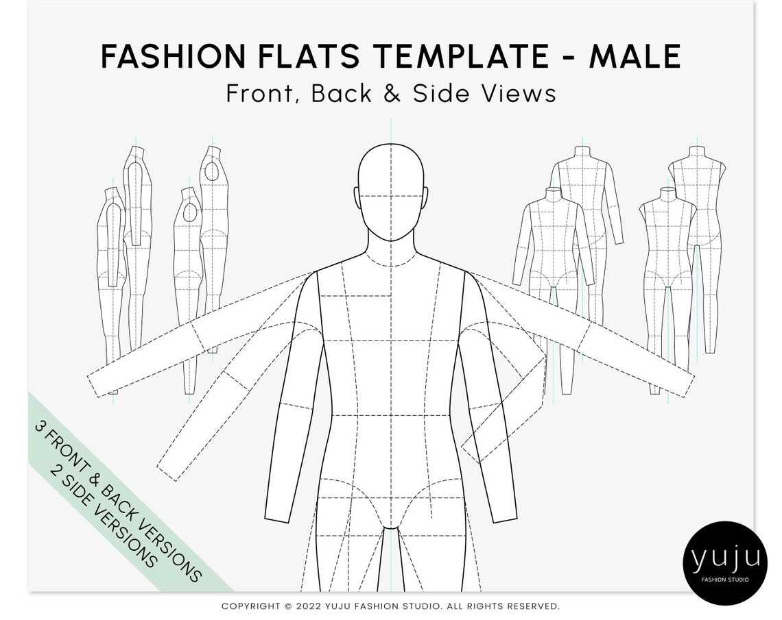 Fashion Flats Body Template MALE Fashion Figure Template | Etsy