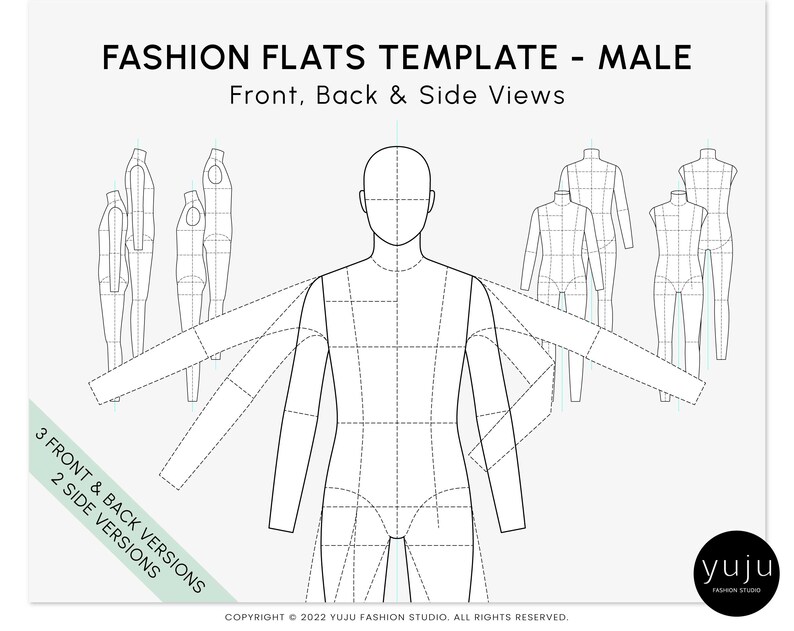 Fashion Flats Body Template MALE Fashion Figure Template | Etsy