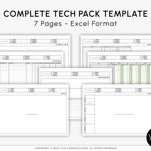 Complete Tech Pack Illustrator Template for Apparel Industry - Etsy