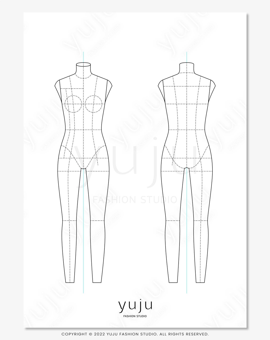 Fashion Flats Body Template FEMALE Fashion Figure - Etsy