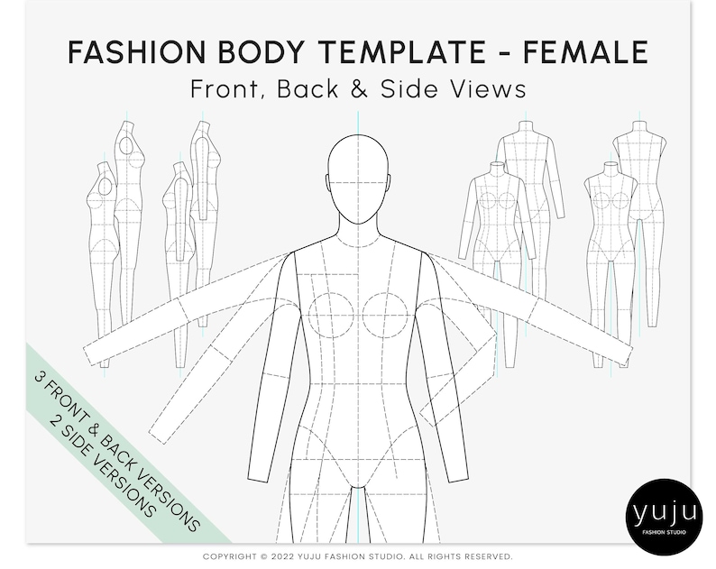 Fashion Flats Body Template FEMALE Fashion Figure - Etsy