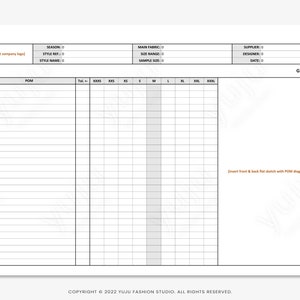 Complete Fashion Tech Pack Template - 7 Pages - EXCEL FORMAT - Apparel ...