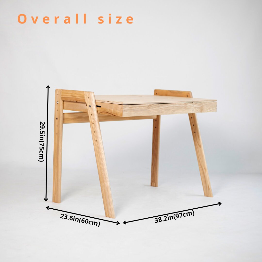 Adjustable Growing Desk - Wooden Kids Desk Bedroom - Montessori Toddler ...