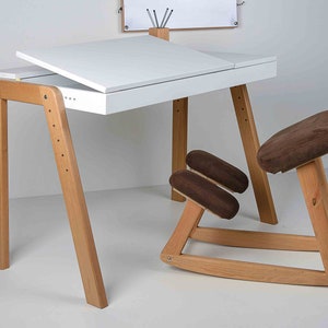 Adjustable Growing Desk - Wooden Kids Desk Bedroom - Montessori Toddler ...