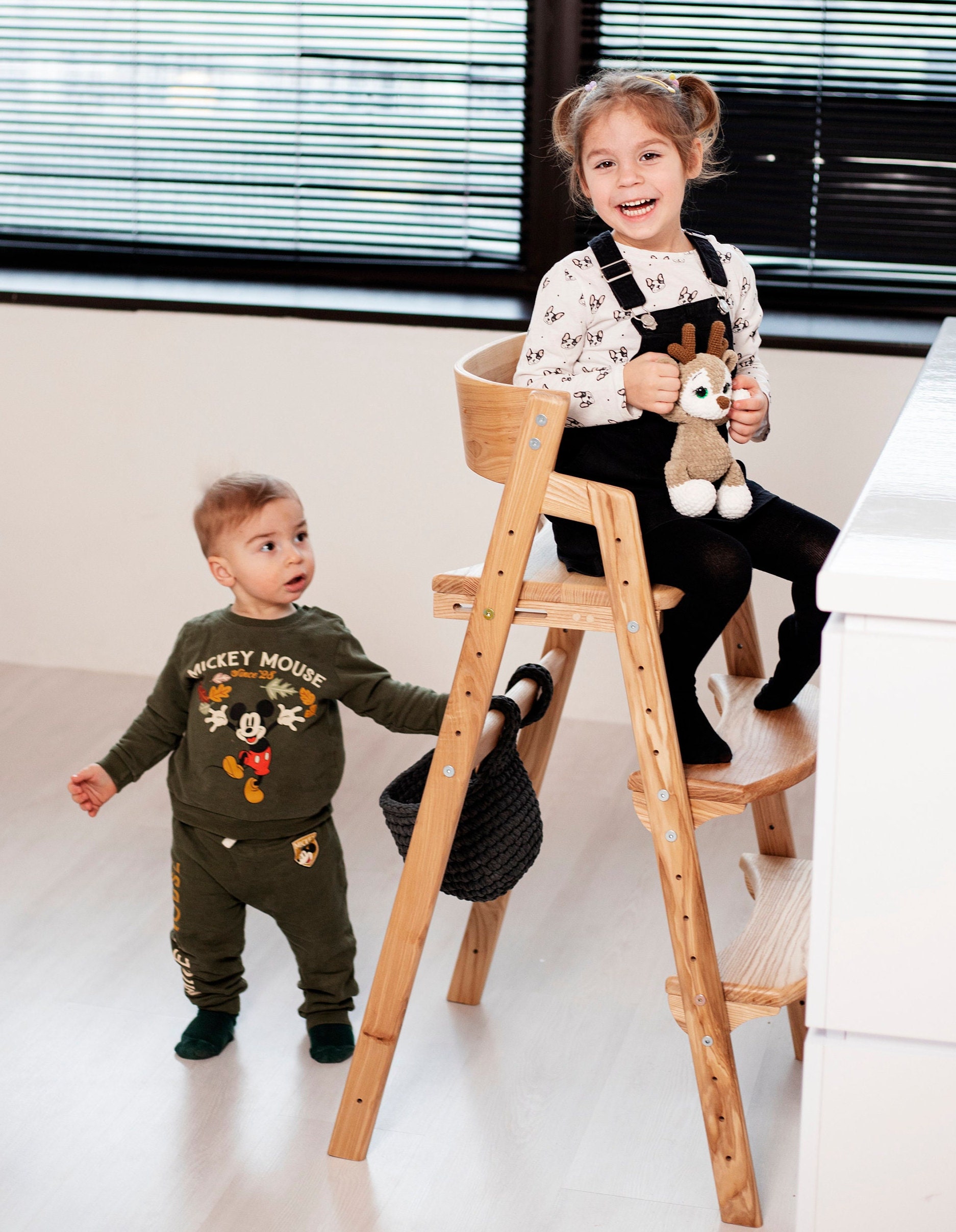 Growing Wooden Chair for Kids Smart XL (for a Kitchen Island or Counter ...