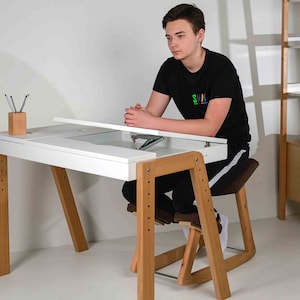 Adjustable Growing Desk - Wooden Kids Desk Bedroom - Montessori Toddler ...