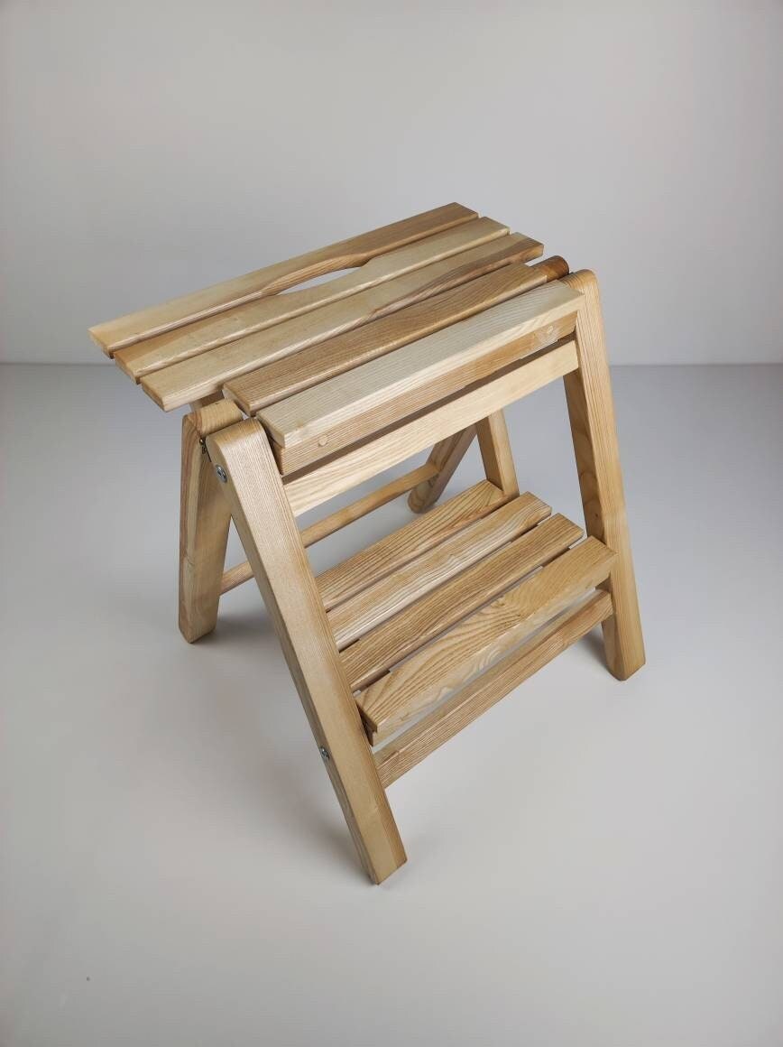 Folding Step Stool Foldable Wood Step Stool Folding Helper - Etsy