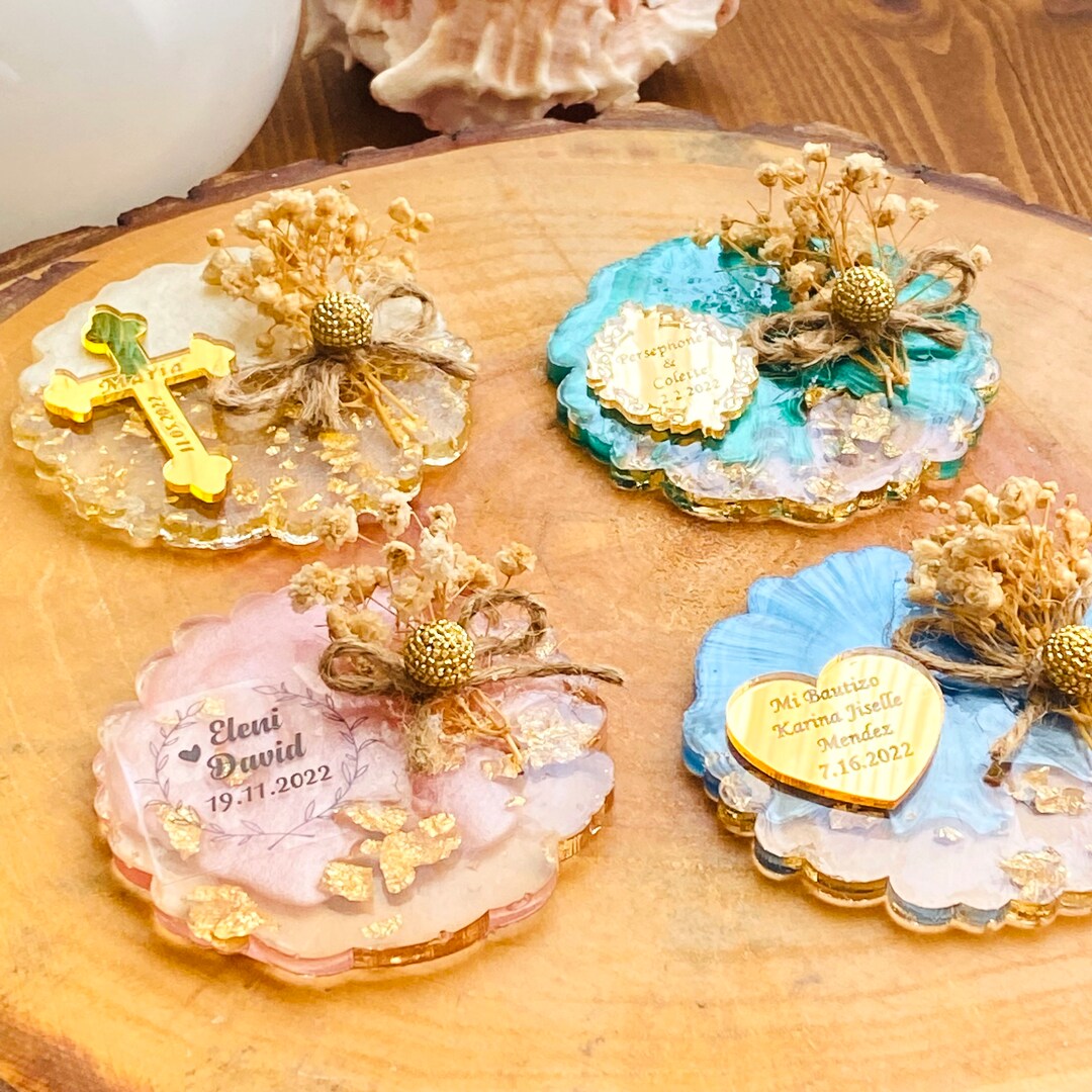 Personalized Luxury Blue, Gold, Pink Cross Christening Favors, Wedding ...