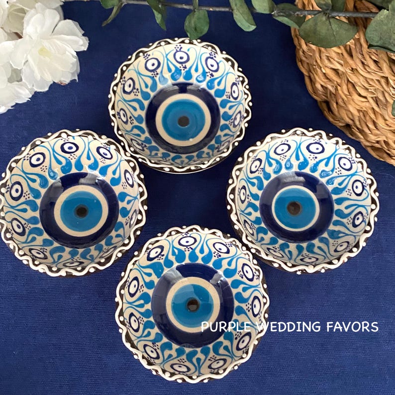 Handmade Evil Eye Ceramic Bowls, Wedding Shower Favors - Etsy