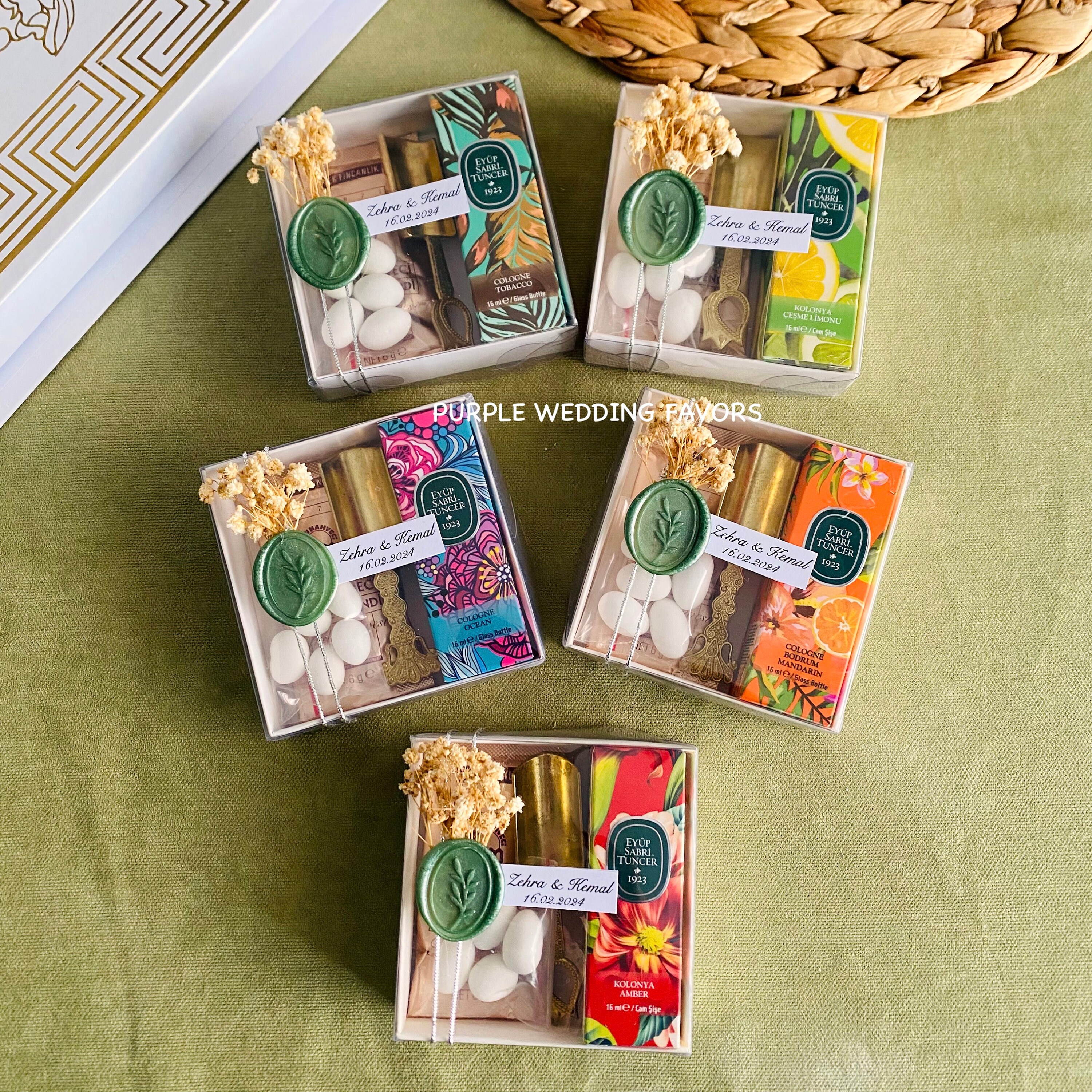 Coffee Cologne Wedding Favor Box Set: Turkish Coffee, Personalized Tag ...