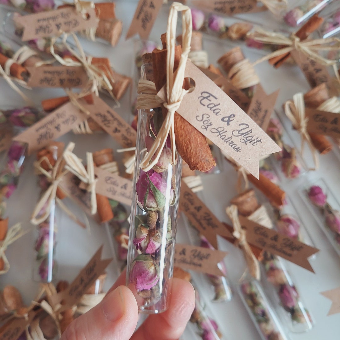 Wedding Cinnamon Rose Tea Favors: Personalized Magnetic Test Tube Gift ...