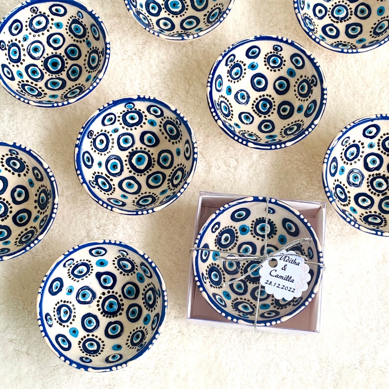 Evil Eye Ceramic Bowls: Wedding, Baptism, Shower Favors - Etsy