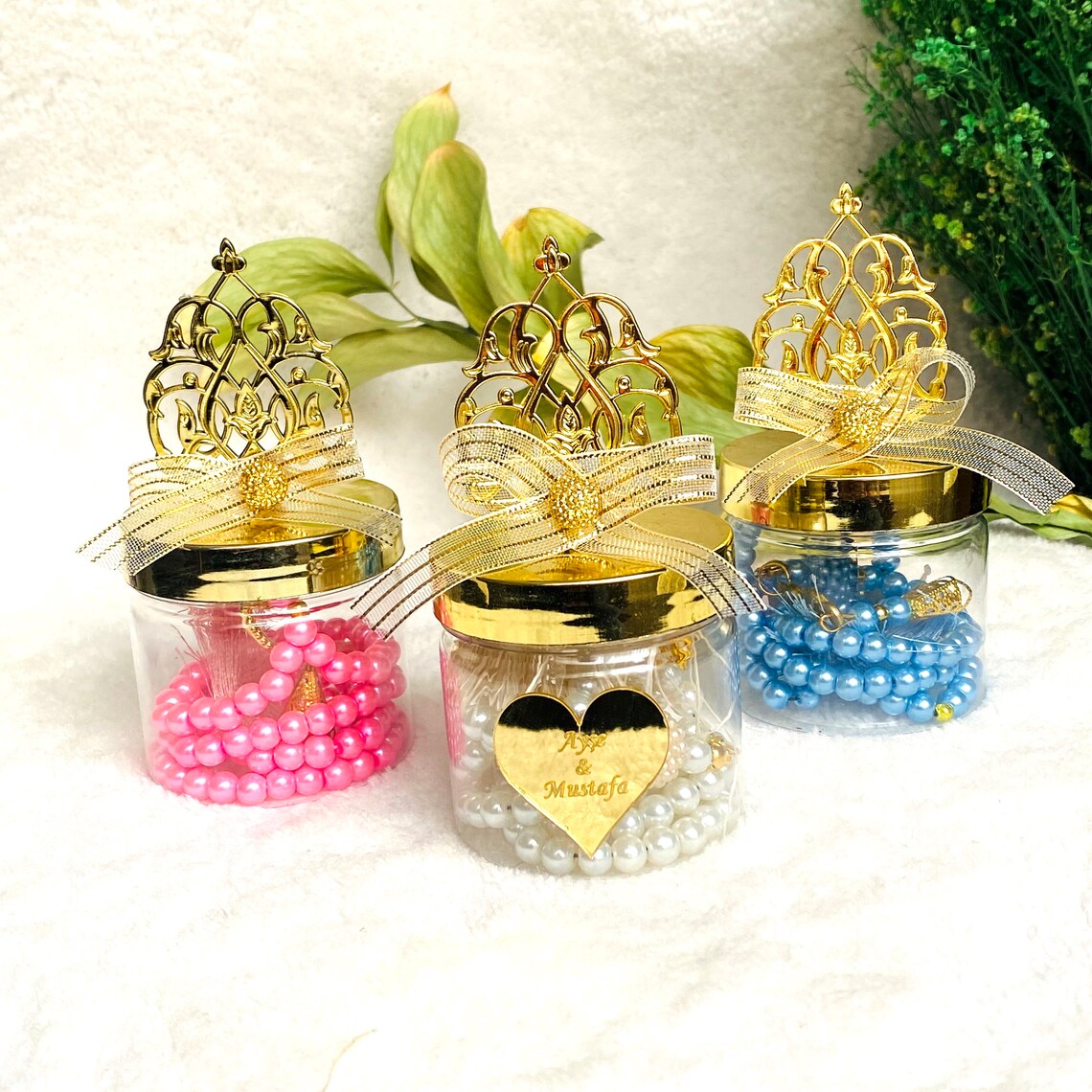 Personalized Pearl Rosary Favors, Islamic Baby Shower, Wedding Gift - Etsy
