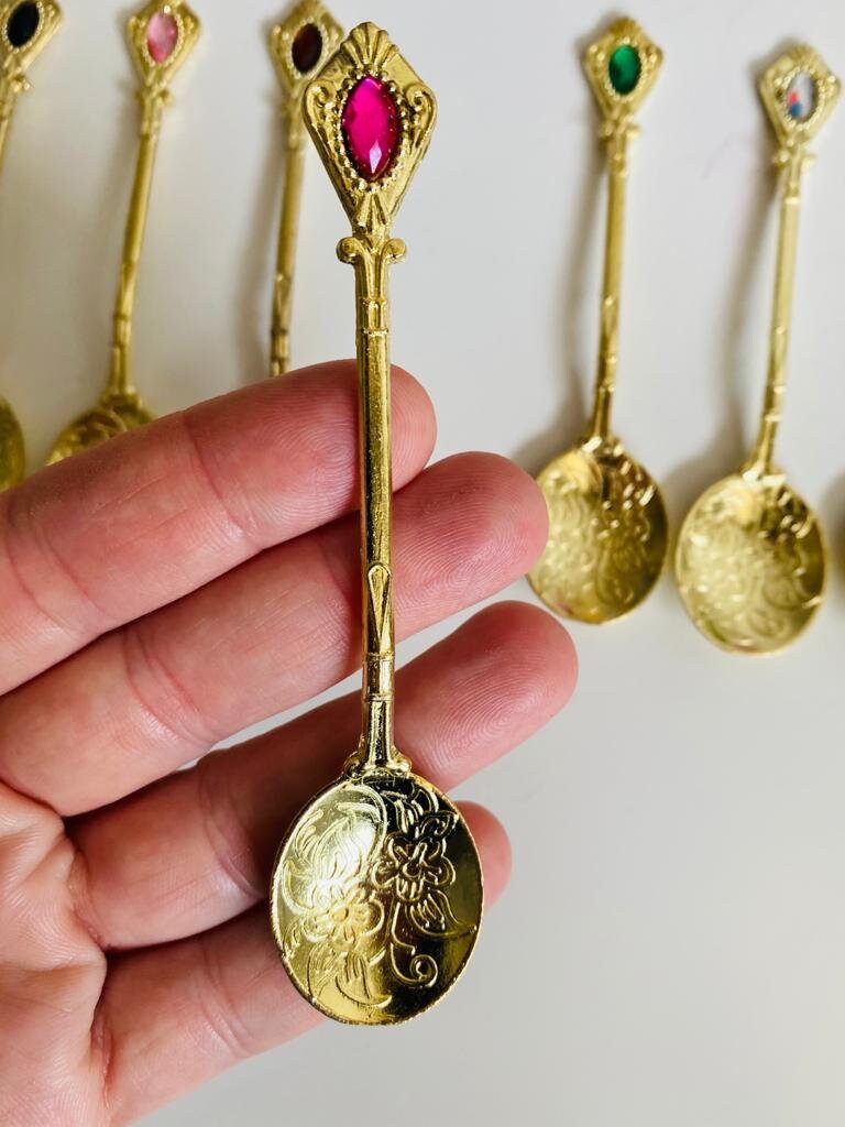 Set of 12 Gold Tea Spoon Turkish Ottoman Antique Style - Etsy