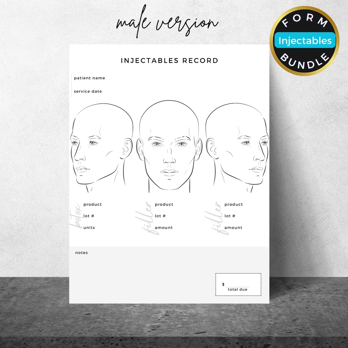 Injectables Treatment Record, Face Chart, Patient Record, BOTOX, Dermal ...