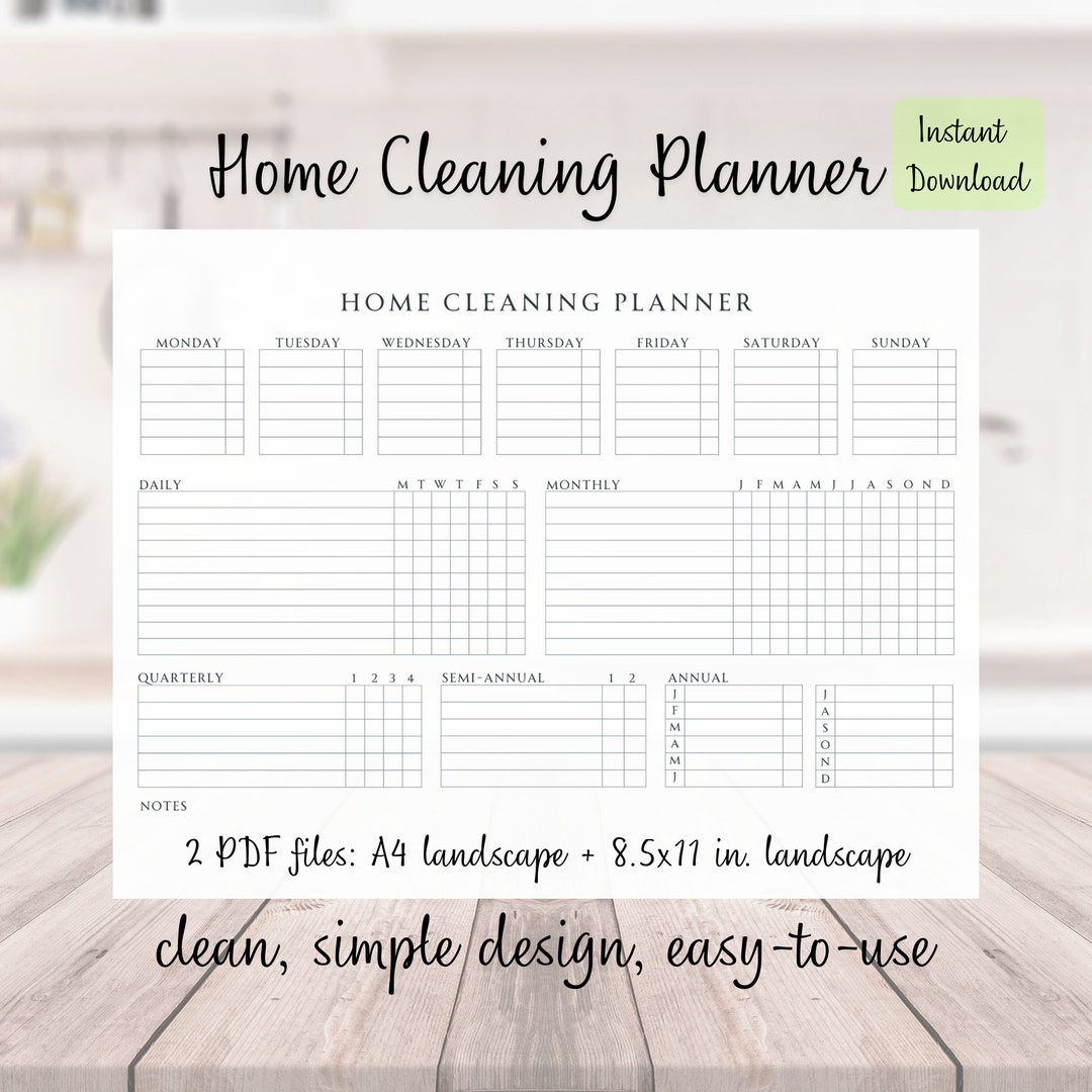 Home Cleaning Planner, Tracker, Modern, Minimalist Planner, Instant ...