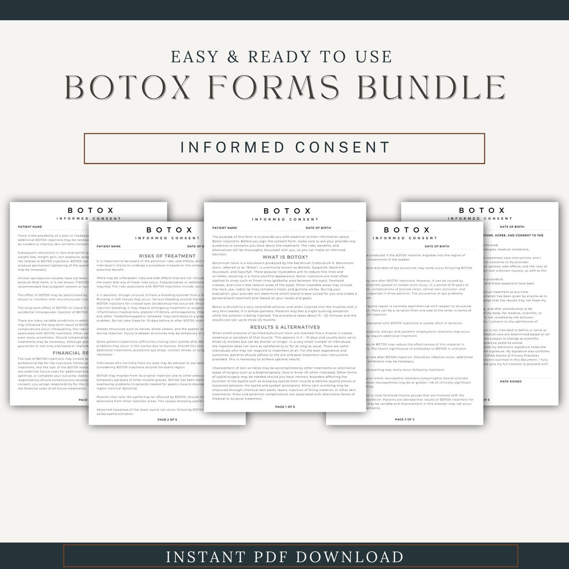 BOTOX Treatment Record Bundle, Patient Record, BOTOX, Consent ...