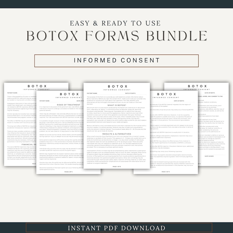 BOTOX Treatment Record Bundle, Patient Record, BOTOX, Consent ...