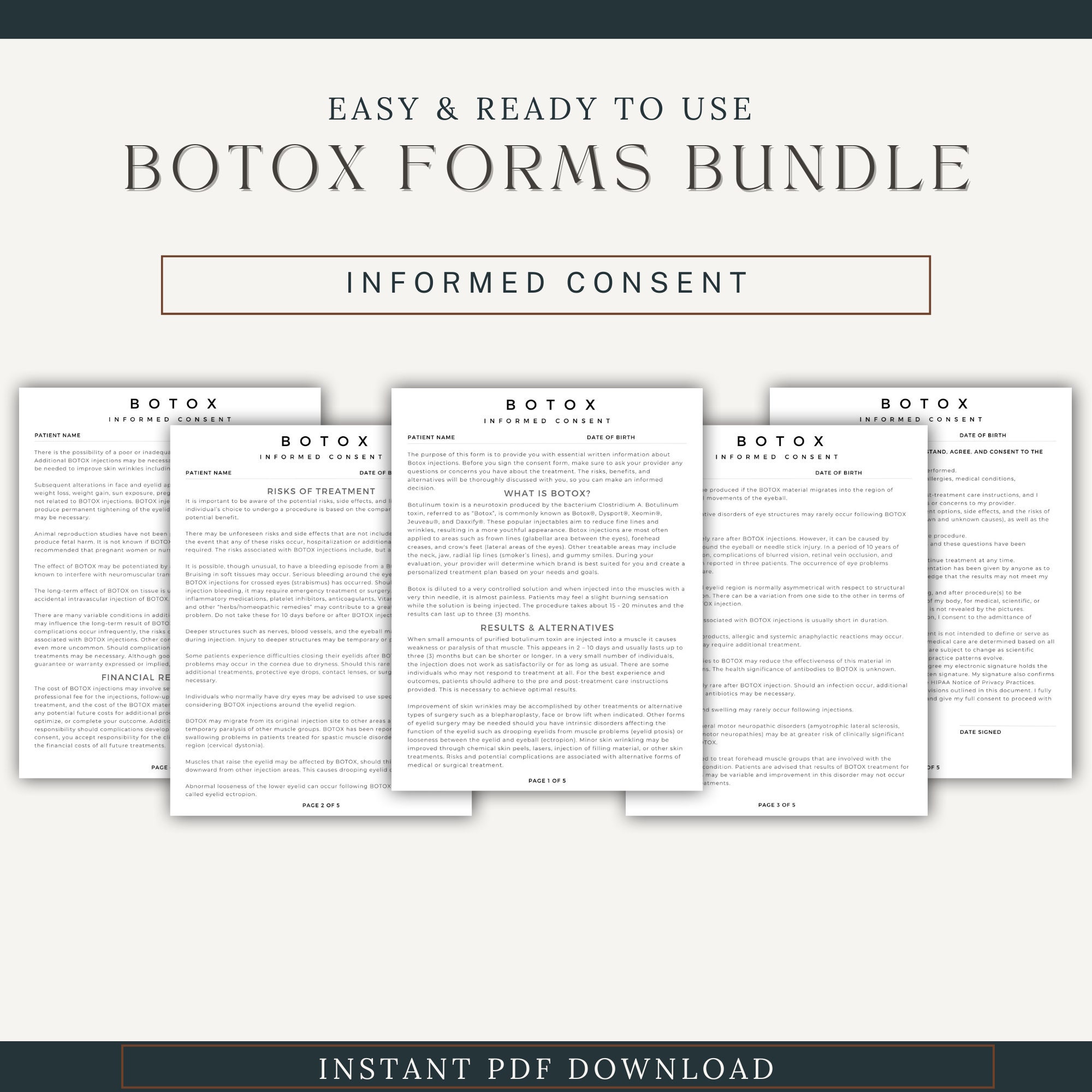 BOTOX Treatment Record Bundle, Patient Record, BOTOX, Consent ...