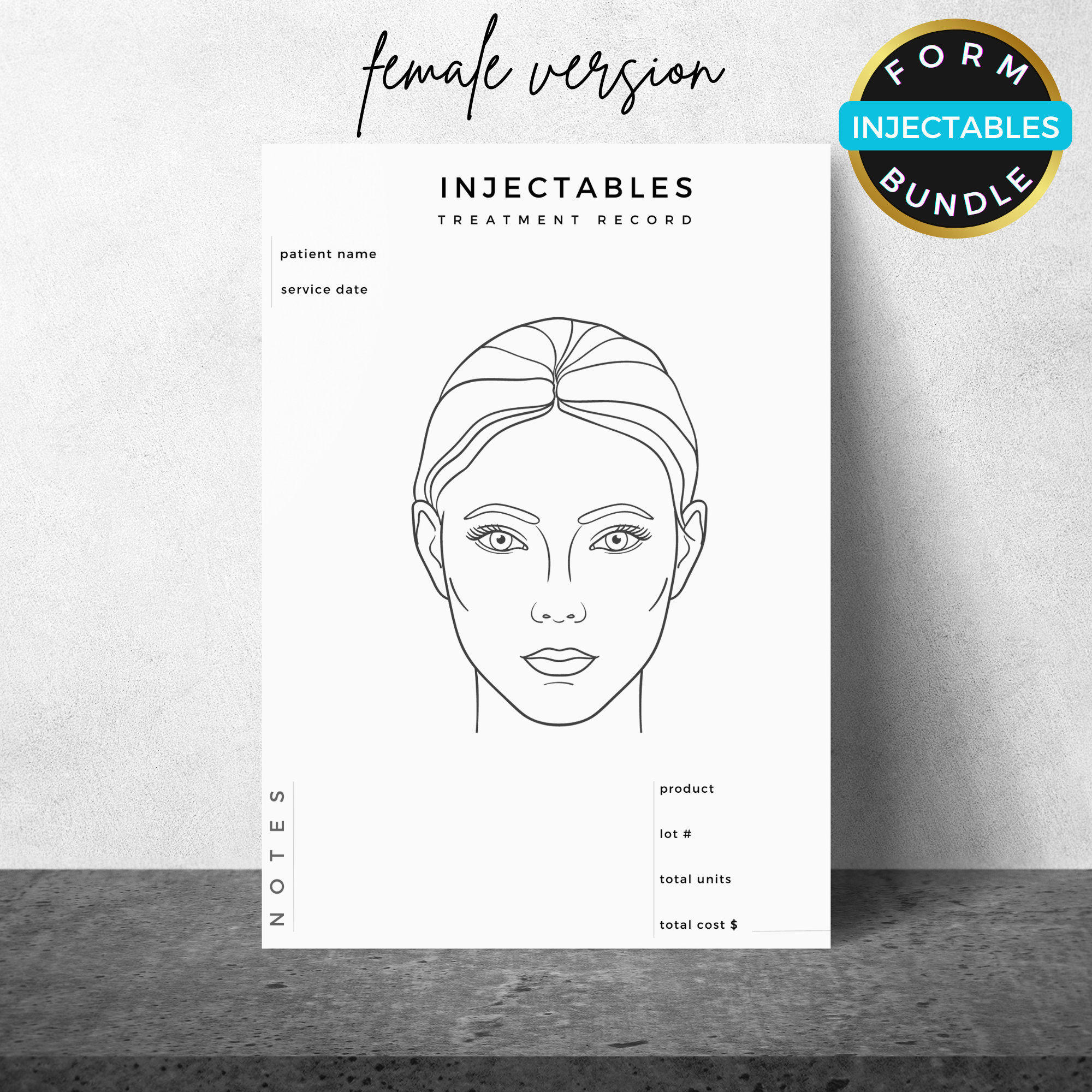 Injectables Treatment Record, Patient Record, BOTOX, Dermal Filler ...