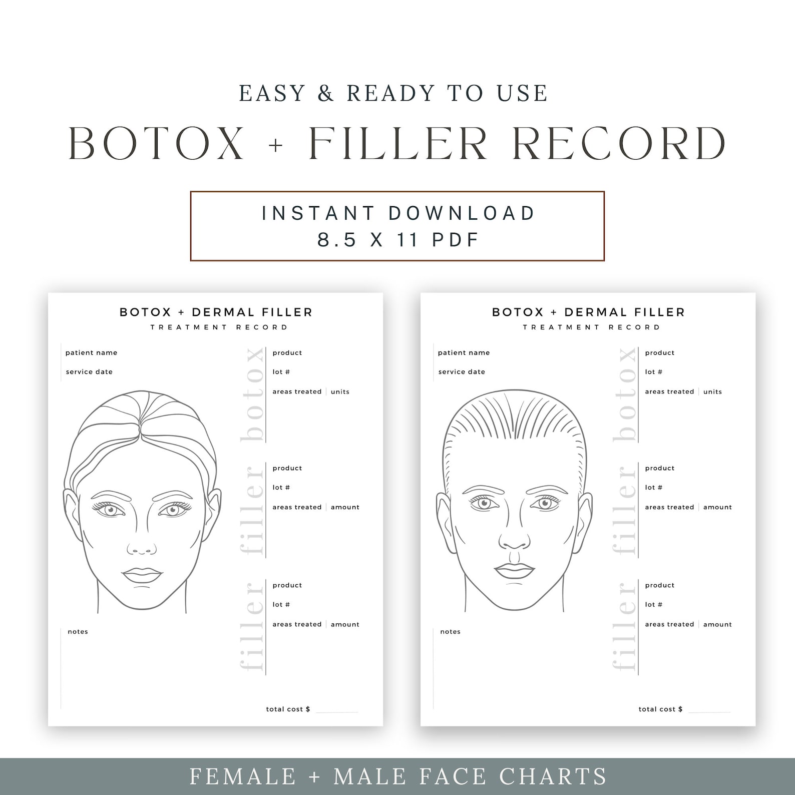 BOTOX + Dermal Filler, Treatment Record, Patient Record, BOTOX, Dermal ...