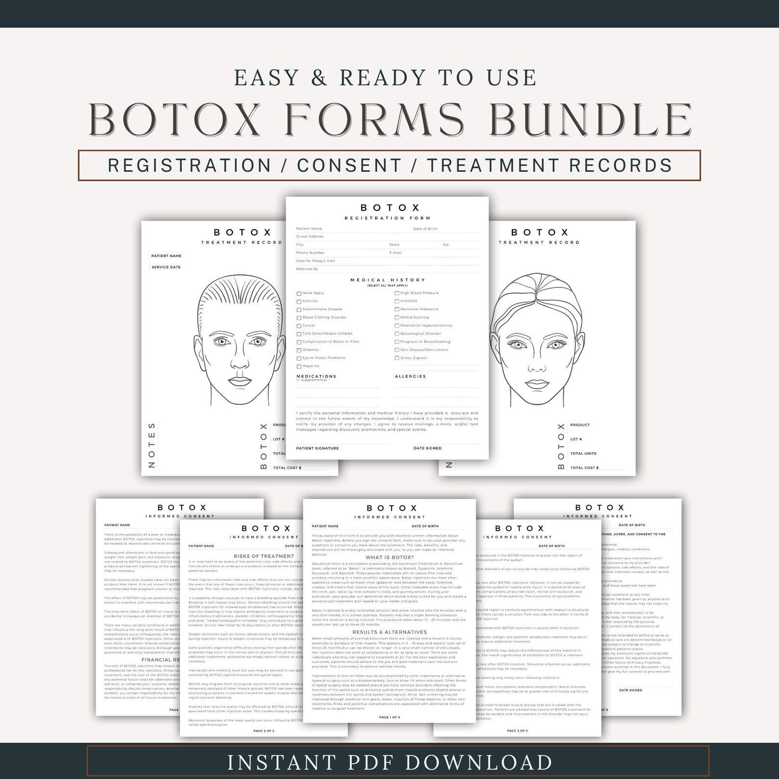 BOTOX Treatment Record Bundle, Patient Record, BOTOX, Consent ...