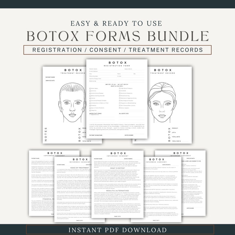 BOTOX Treatment Record Bundle, Patient Record, BOTOX, Consent ...