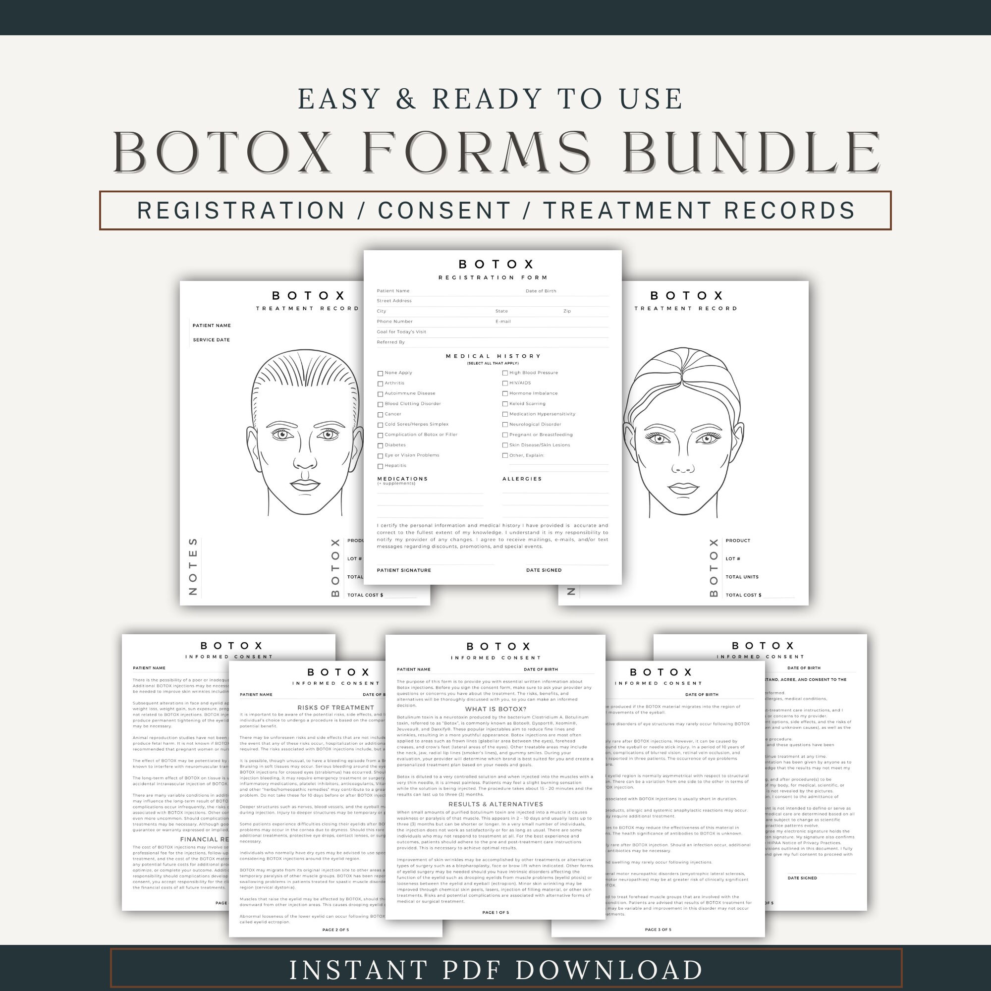 BOTOX Treatment Record Bundle, Patient Record, BOTOX, Consent ...