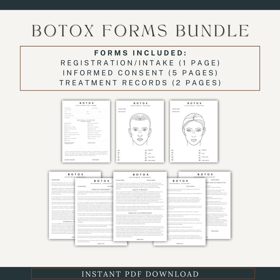 BOTOX Treatment Record Bundle, Patient Record, BOTOX, Consent ...