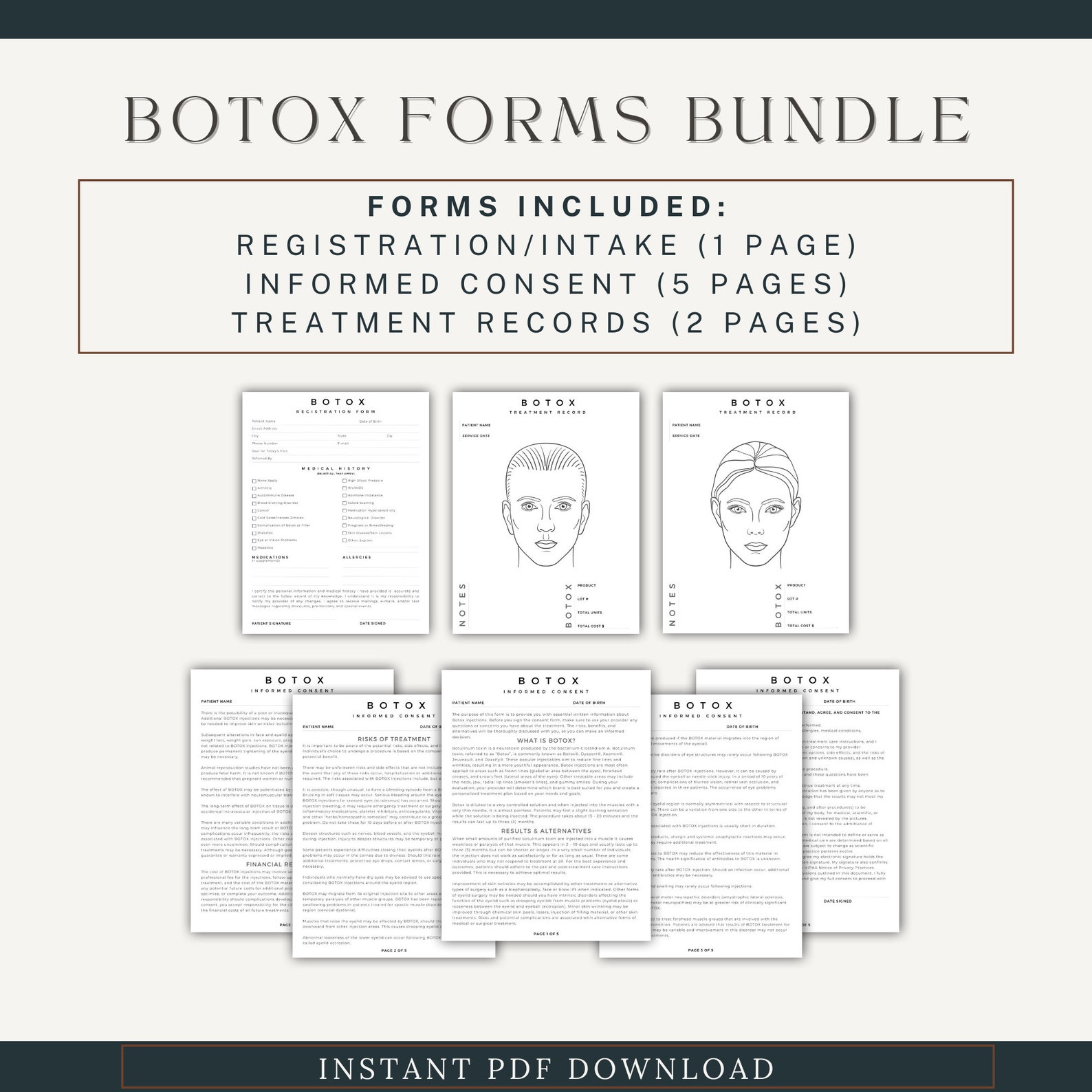 BOTOX Treatment Record Bundle, Patient Record, BOTOX, Consent ...