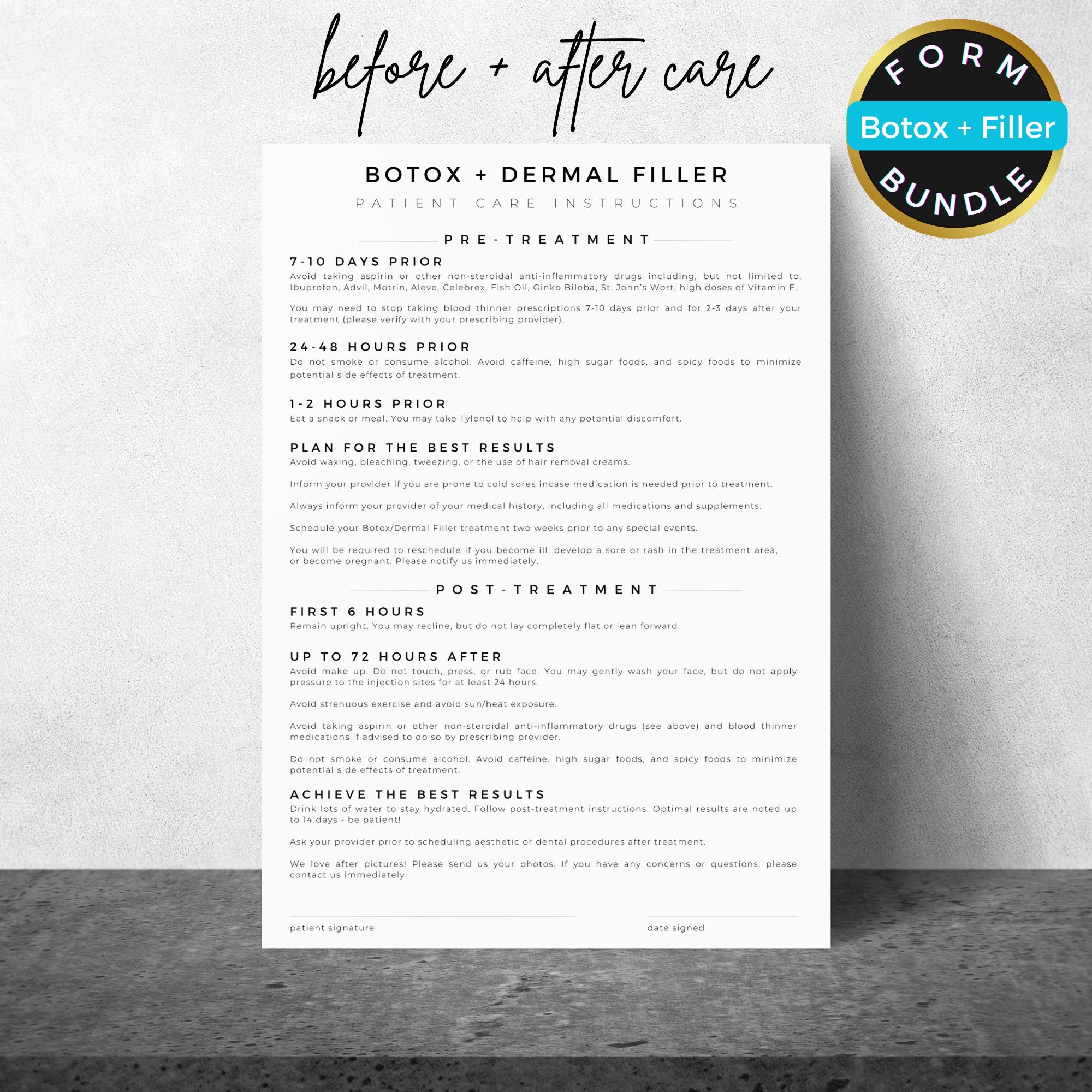 BOTOX Dermal Filler Form Bundle Patient Record - Etsy